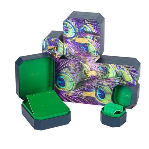 Custom Eco Luxe Peacock Feather Jewelry Paper Packaging Set Packaging