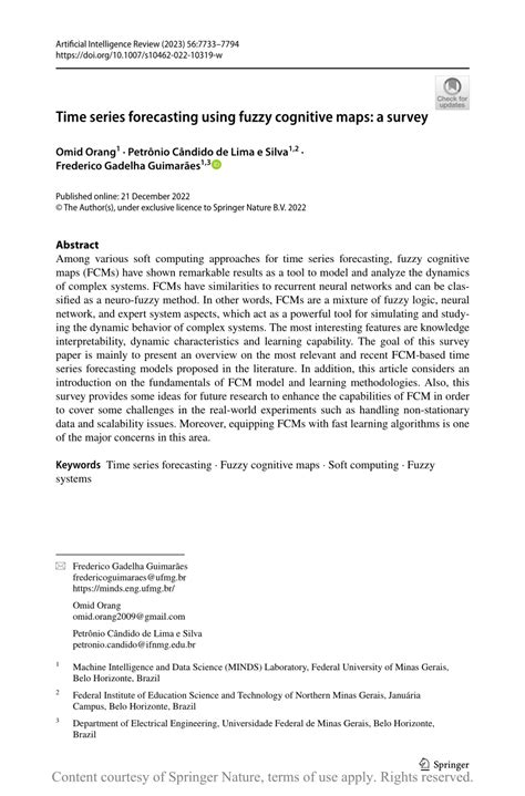 time series forecasting using fuzzy cognitive maps a survey request pdf