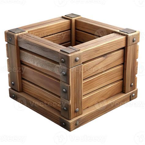 Impressive Vintage Wooden Crate Side View Isolated Authentic 57573045 Png