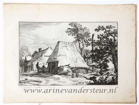 Antique Print Etching Farmyard Boerderij Published 1620 1 P By