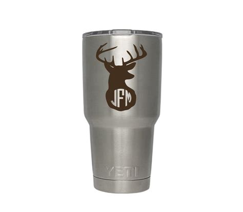 Monogrammed Deer Decal Monogram For Men Mens Monogram Decal Etsy