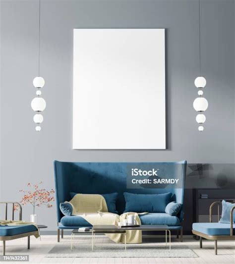 스칸디나비아 스타일의 내부 포스터 프레임을 모의 미니멀리스트 인테리어 디자인 3d 그림입니다 0명에 대한 스톡 사진 및 기타 이미지 Istock