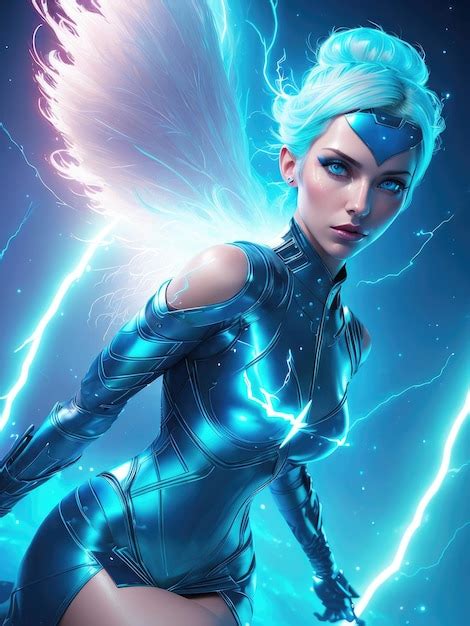 Premium Ai Image Superhero Electric Girl Generated By Ai