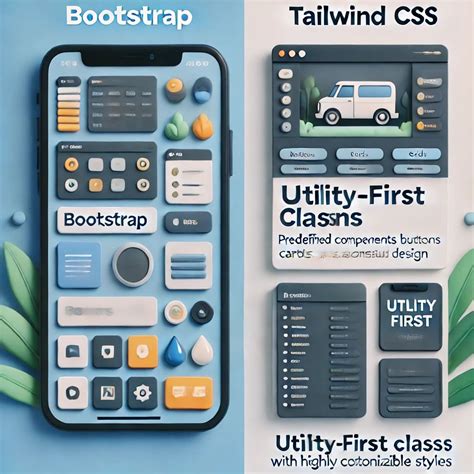 bootstrap vs tailwind css predefined components vs utility first