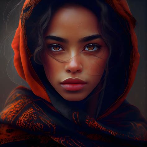 Premium Ai Image Portrait Of A Beautiful Girl In A Red Scarf Beauty
