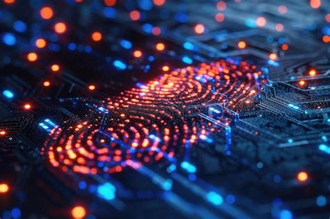 Premium Photo Cybersecurity Guardian Polygon Shield And Fingerprint Vector Illustration With