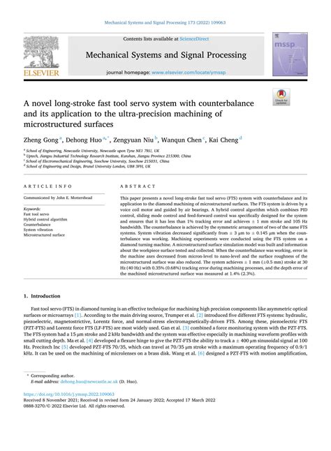 Pdf Performance Analysis And Optimal Design Of Fast Tool Servo Used For Machining