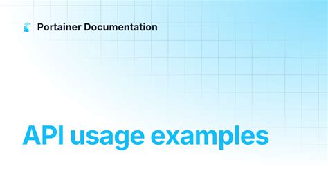 api usage examples portainer documentation