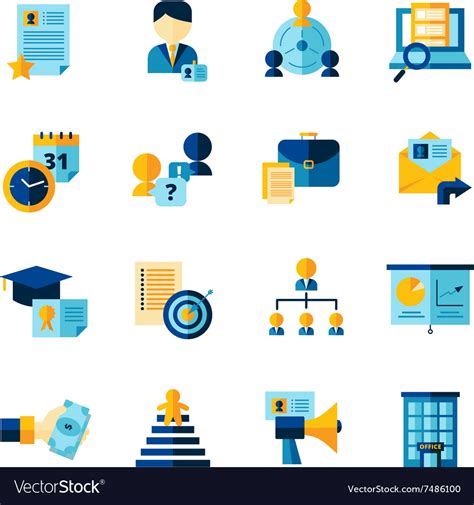 Resume Flat Color Decorative Icons Set Royalty Free Vector
