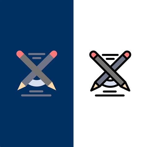 Education Pen Pencil Write Icons Flat And Line Filled Icon Set Vector