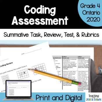 Grade 4 Coding Assessment Task Review Quiz Rubric Ontario 2020