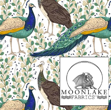 Peacocks Large Peacock Repeat Pattern Fabric 100 Cotton 130gsm Poplin