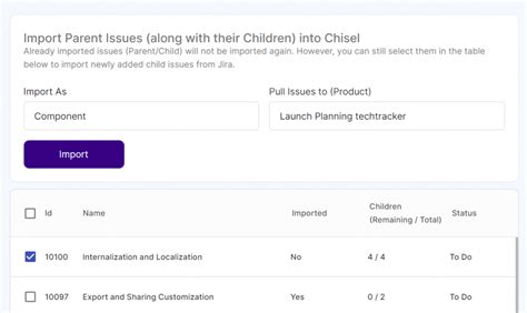 Hierarchy Import From Jira To Chisel Chisel Help