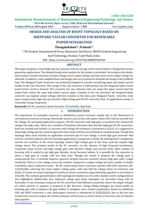 Pdf Design And Analysis Of Boost Topology Based On Sheppard Taylor