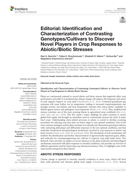 Pdf Editorial Identification And Characterization Of Contrasting