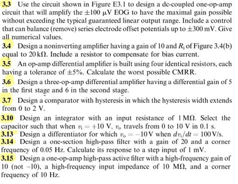3 3 Use The Circuit Shown In Figure E3 1 To Design A Chegg Com