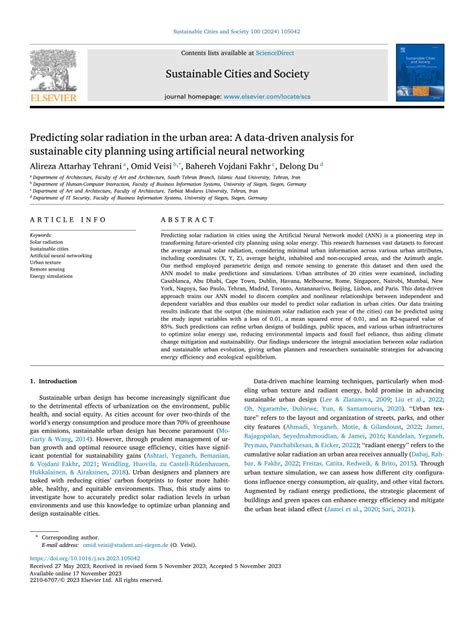 Pdf Predicting Solar Radiation In The Urban Area A Data Driven Analysis For Sustainable City