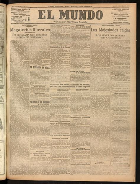 El Mundo Del 11 De Noviembre De 1918 Edición De Provincias View