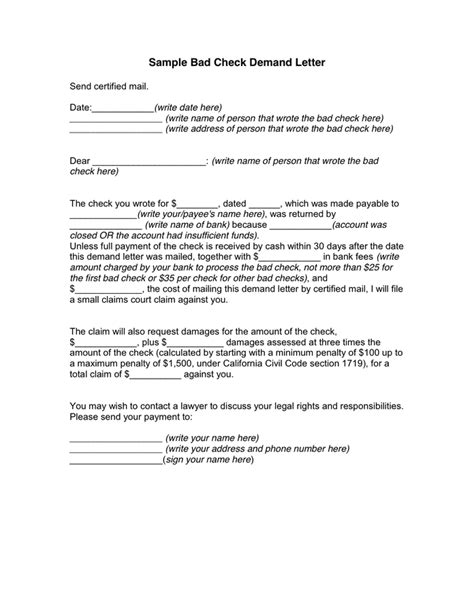 Returned Check Letter Template