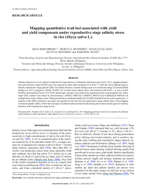 pdf mapping quantitative trait loci associated with yield and yield
