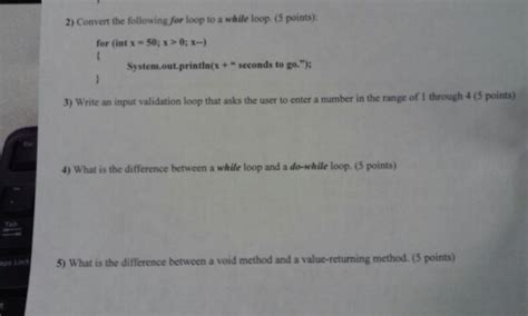 Solved Convert The Following For Loop To A While Loop Chegg Com