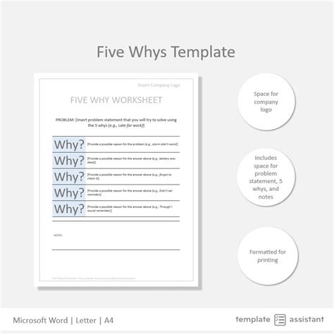 Five Whys Template Root Cause Analysis Digital Download Etsy