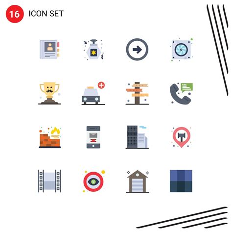 Universal Icon Symbols Group Of 16 Modern Flat Colors Of Dad Hardware Button Fan Computer