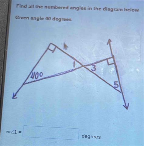 find all the numbered angles in the diagram below given angle 40