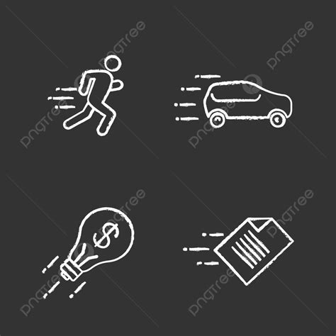 Motion Chalk Icons Set Light Startup Linear Vector Light Startup