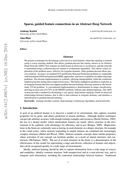pdf sparse guided feature connections in an abstract deep network