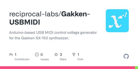 GitHub Reciprocal Labs Gakken USBMIDI Arduino Based USB MIDI Control