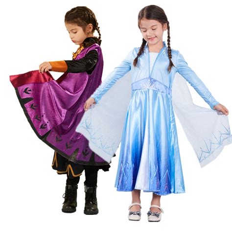 2020 여자 의상을위한 새 드레스 냉동 2 안나 공주 세트 크리스마스 코스프레 엘사 생일 파티 하늘색 공주님 드레스 Aliexpress