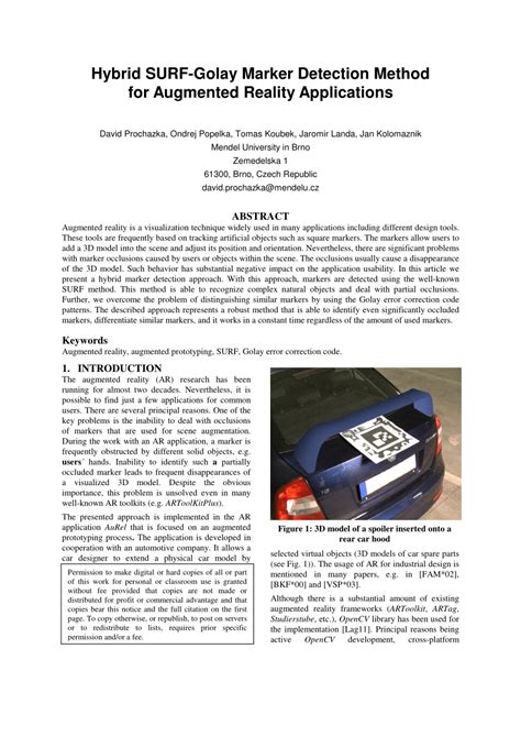 Pdf Hybrid Surf Golay Marker Detection Method For Augmented Reality
