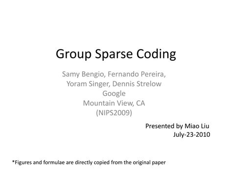 Ppt Group Sparse Coding Powerpoint Presentation Free Download Id768232