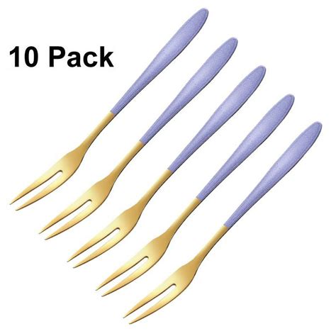 10 Pieces Stainless Steel Fruit Forks Cocktail Forks Two Prong Forks