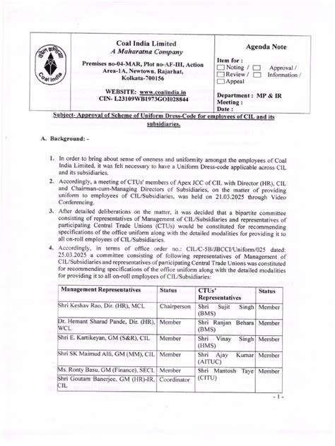 Approval Of Dress Code For Cil Scheme 2025 Pdf Clothing Approval Of Dress Code For Cil Scheme 2025 Pdf Clothing