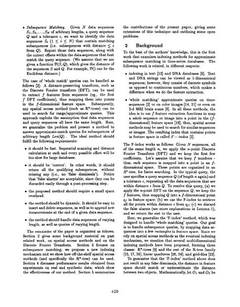 Fast Subsequence Matching In Time Series Databases