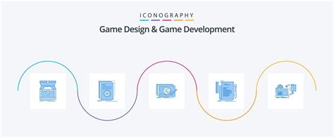 game design and game development blue 5 icon pack including file code