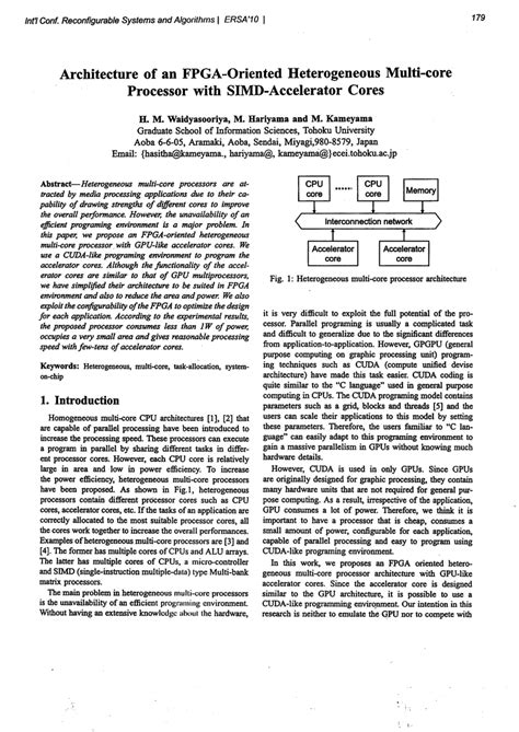 pdf architecture of an fpga oriented heterogeneous multi core