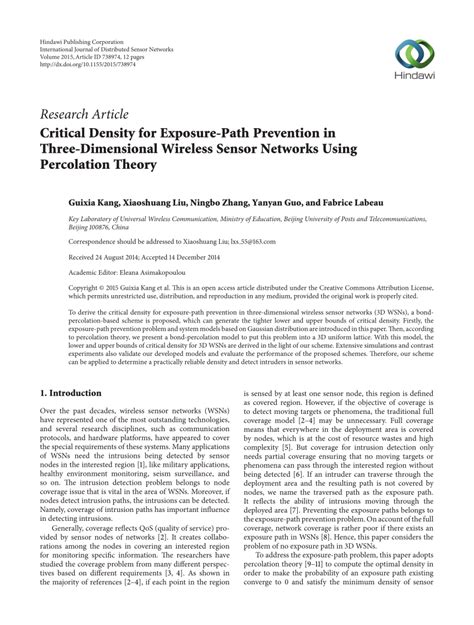 Pdf Critical Density For Exposure Path Prevention In Three