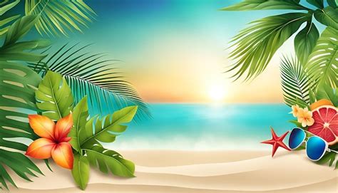 Premium Photo Colorful Summer Background With Tropical Leaves