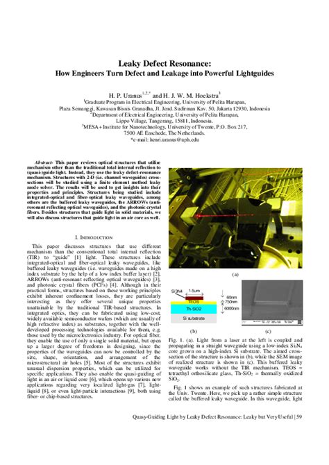 Pdf Leaky Defect Resonance How Engineers Turn Defect And Leakage
