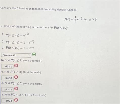 Solved Consider The Following Exponential Probability Chegg Com
