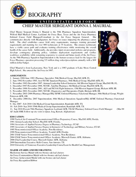 Military Bio Template