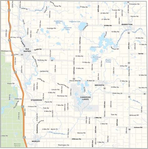 Mecosta County Map Michigan Us County Maps