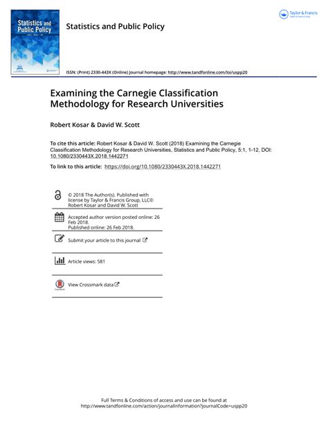 Pdf Examining The Carnegie Classification Methodology For Research Universities