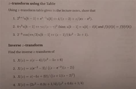 Solved Z Transform Using The Table Using Transform Table Chegg Com