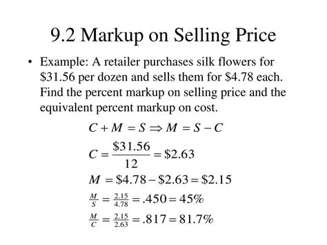 Ppt 91 Markup On Cost Powerpoint Presentation Free Download Id