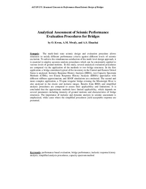Pdf Analytical Assessment Of Seismic Performance Evaluation