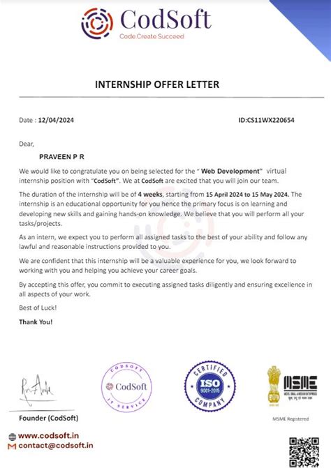 Virtualinternship Webdevelopment Codsoft 30days Praveen P R